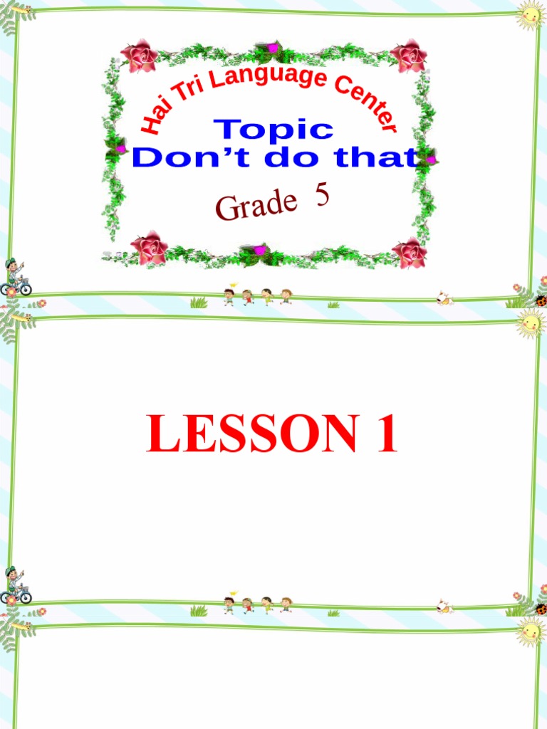 Don't Do That Lesson 1 | PDF
