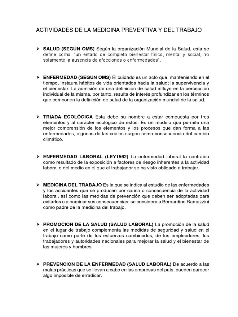 Actividades de La Medicina | PDF | Asistencia sanitaria preventiva | Especialidades Medicas