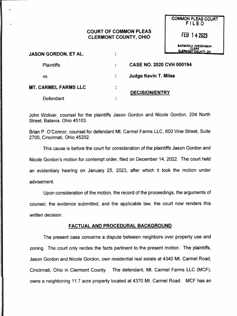 Evans Contempt Order From Judge Miles | PDF