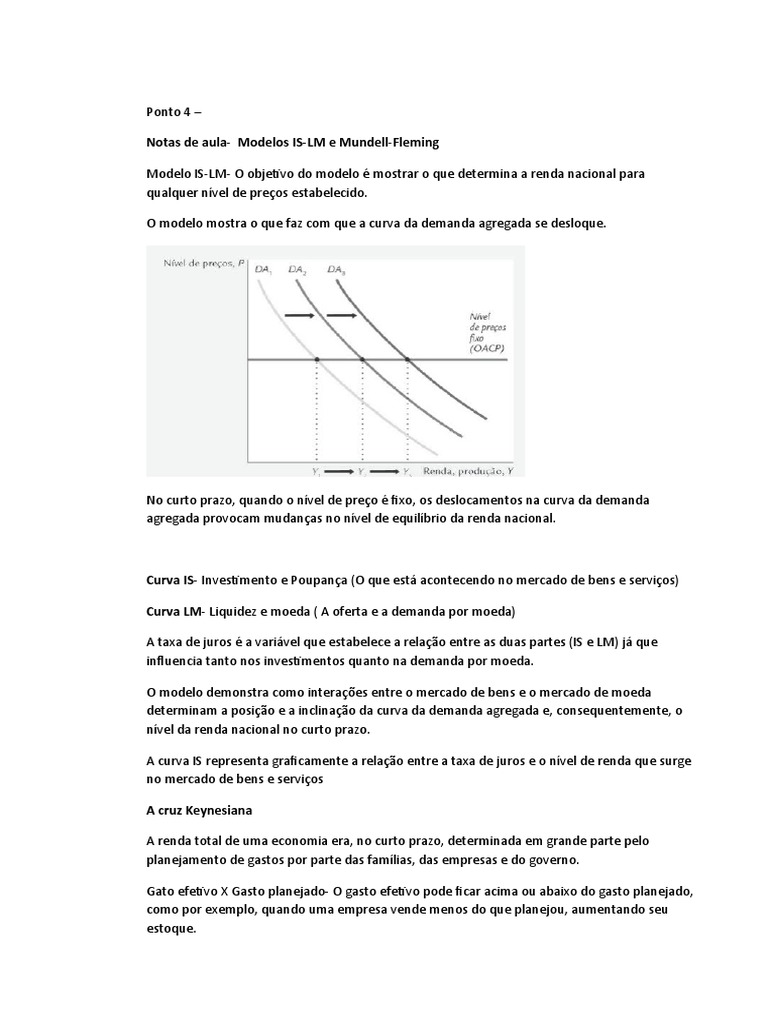 Notas De Aula Modelos Is Lm E Mundell Fleming Download Grátis Pdf Política Monetária