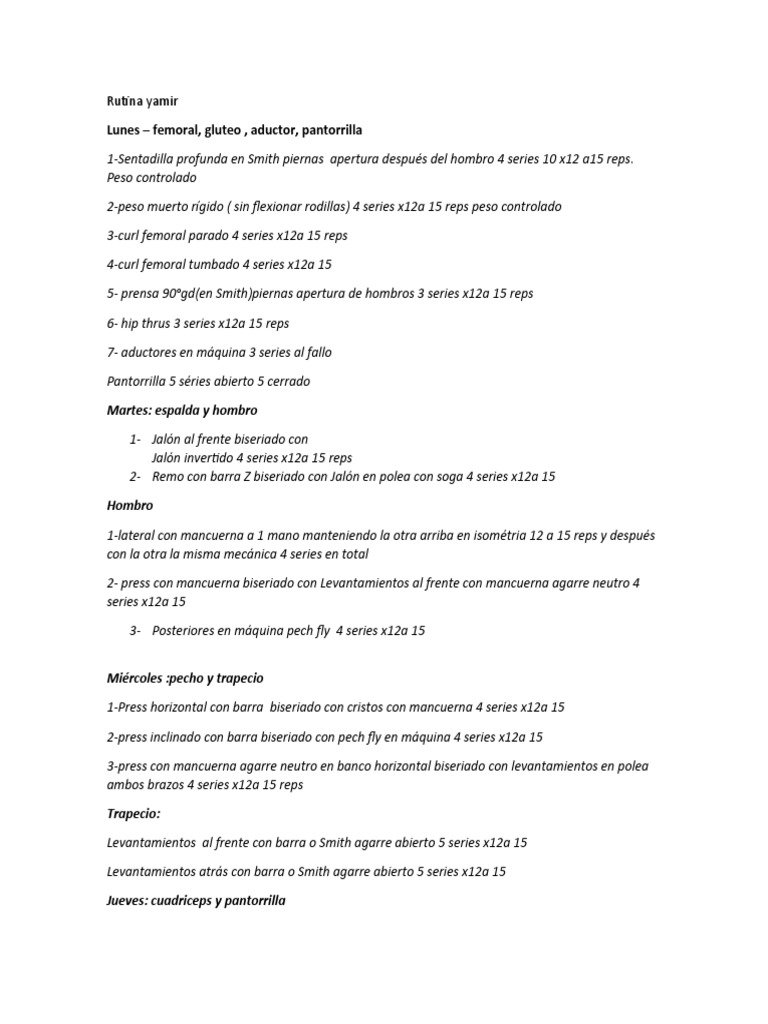 Rutina Yami | PDF | Sistema musculoesquelético | Extremidades (anatomía)