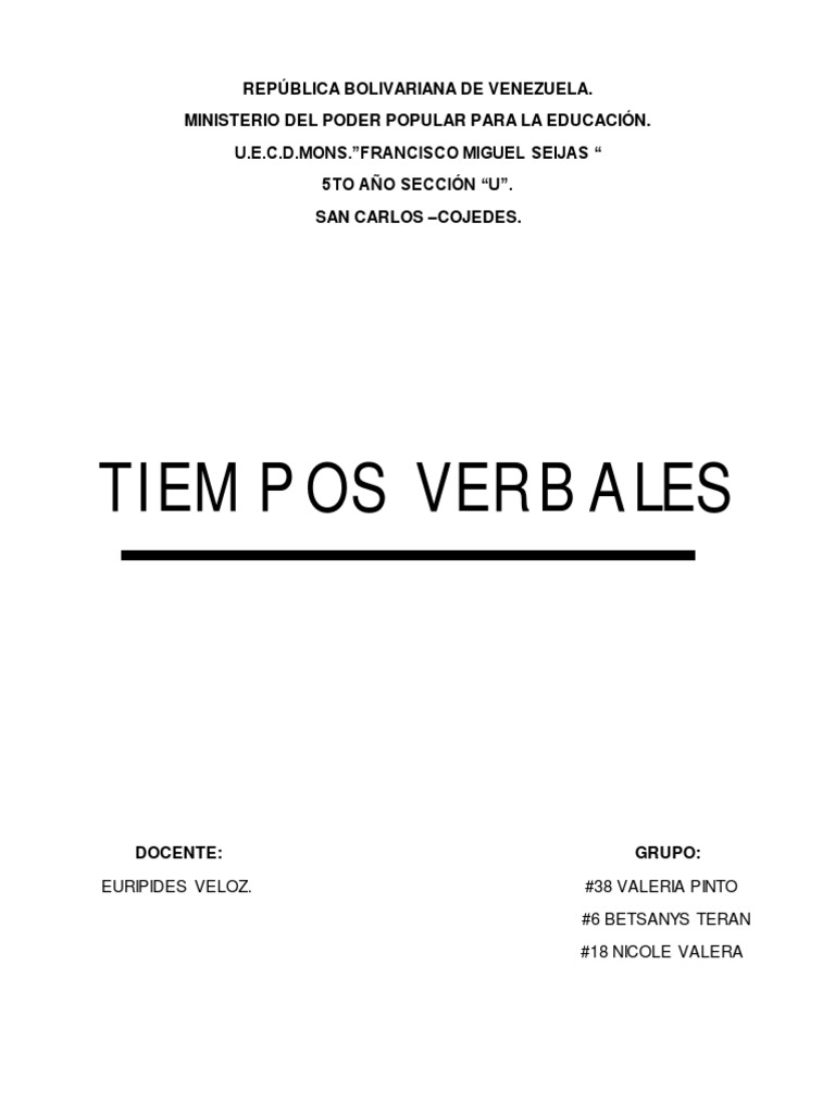 Tiempos Verbales | PDF | Verbo | Asunto (gramática)