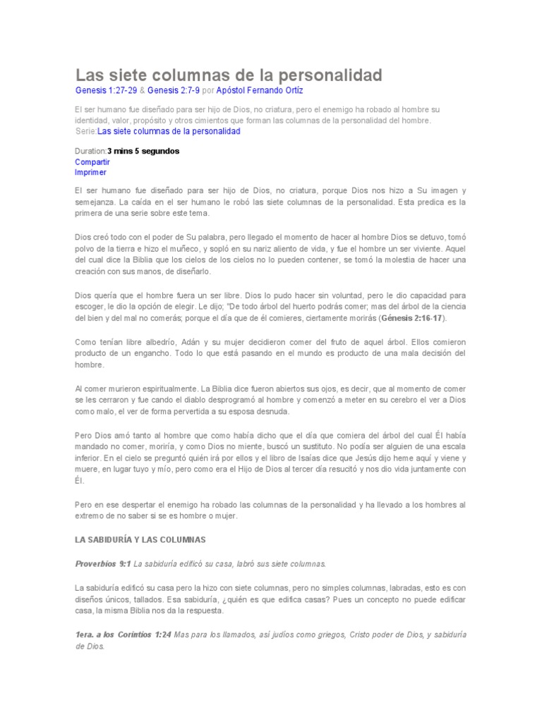 Las Siete Columnas de La Personalidad | PDF | Daniel (figura bíblica) | Noemí (figura bíblica)