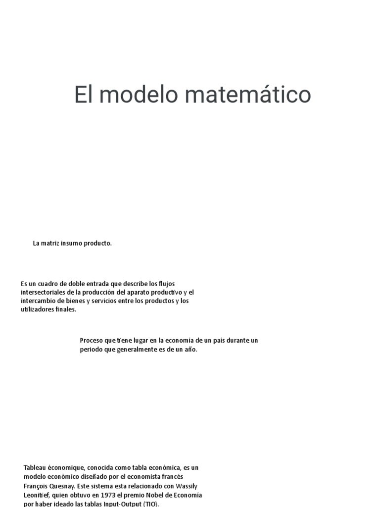 El Modelo Matemático | PDF | Modelo de entrada-salida | Economias
