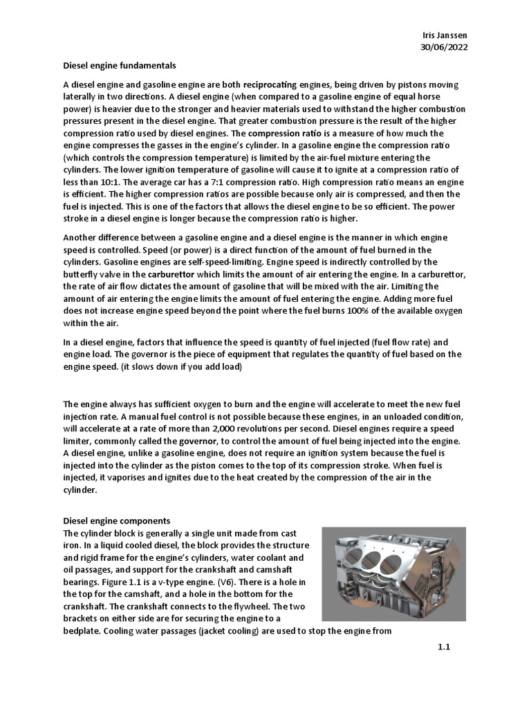 Diesel Engine Basics and Components | PDF | Internal Combustion Engine ...