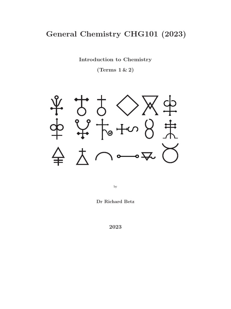 Chg101 Lecturenotes 2023 Pdf Chemistry Gases