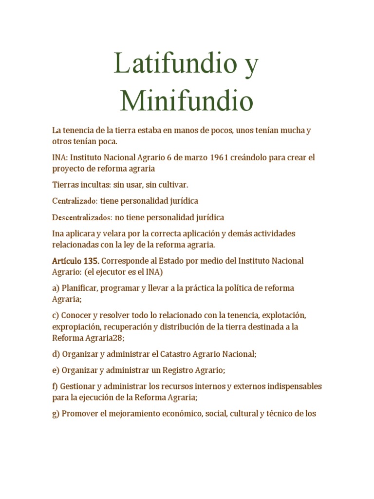 Latifundio y Minifundio | PDF