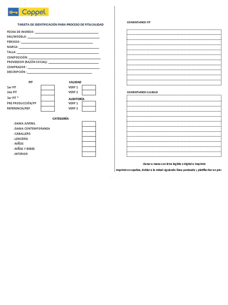 Formatos Id Card Calidad&Fit | PDF