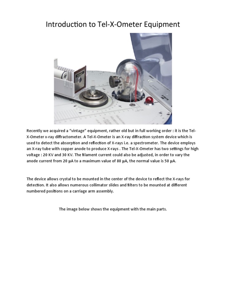 Introduction To Tel-X-Ometer Equipment-Manual Procedure | PDF | X Ray ...
