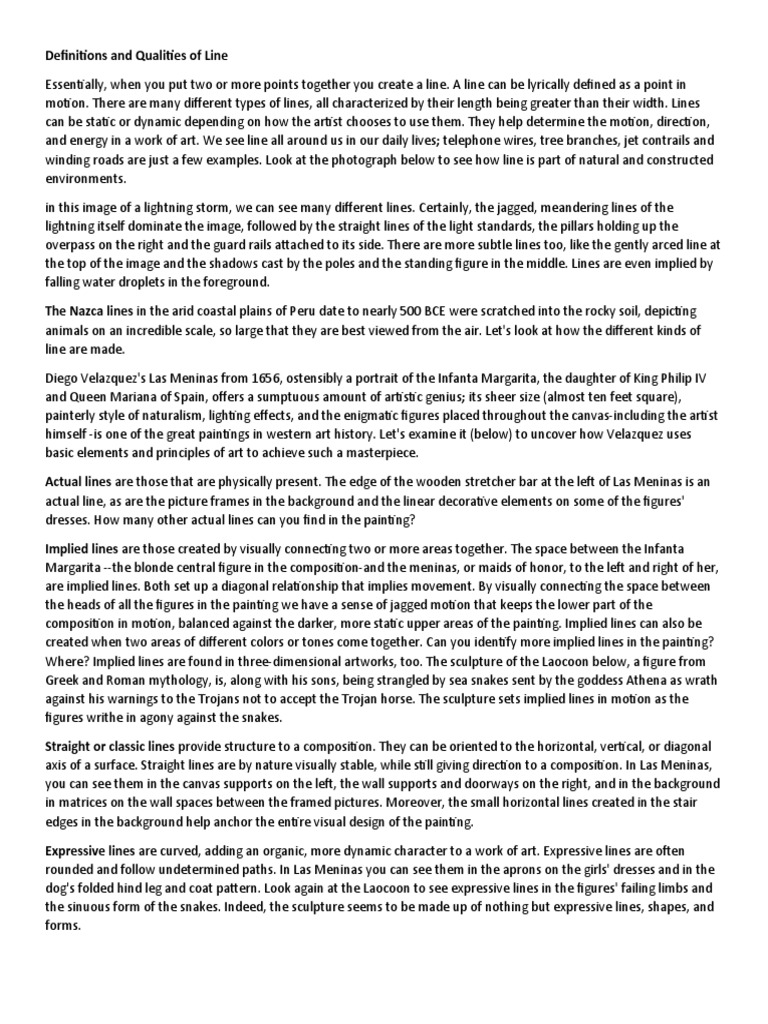 Definitions and Qualities of Line | PDF | Composition (Visual Arts) | Shape