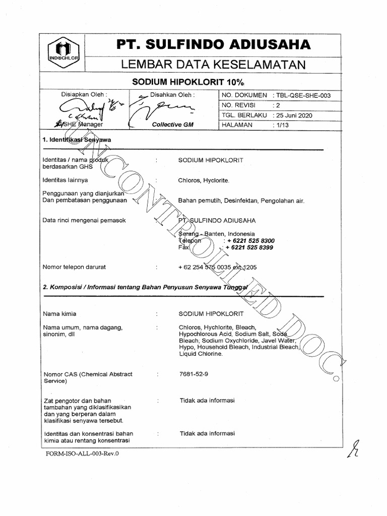 LDK Sodium Hipoklorit NaOCl | PDF