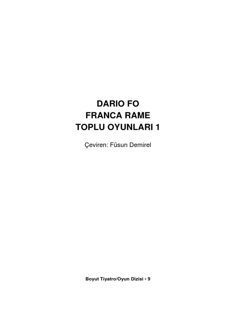 Dario Fo Franca Rame Toplu Oyunlari 1 | PDF