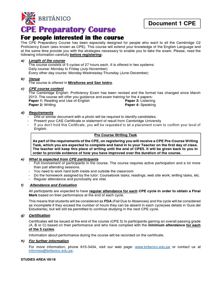 Document 1 For People Interested in The Cpe Course | PDF | Educational Assessment And Evaluation ...