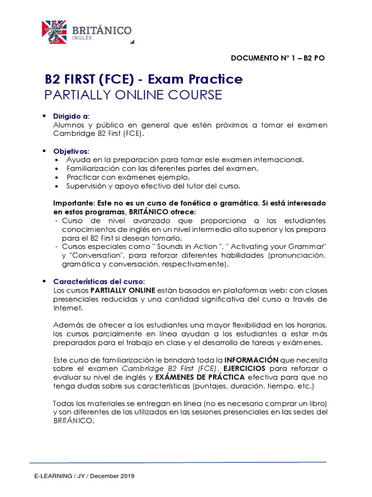 b2 First Fce Po Documento Informativo | PDF | Pruebas