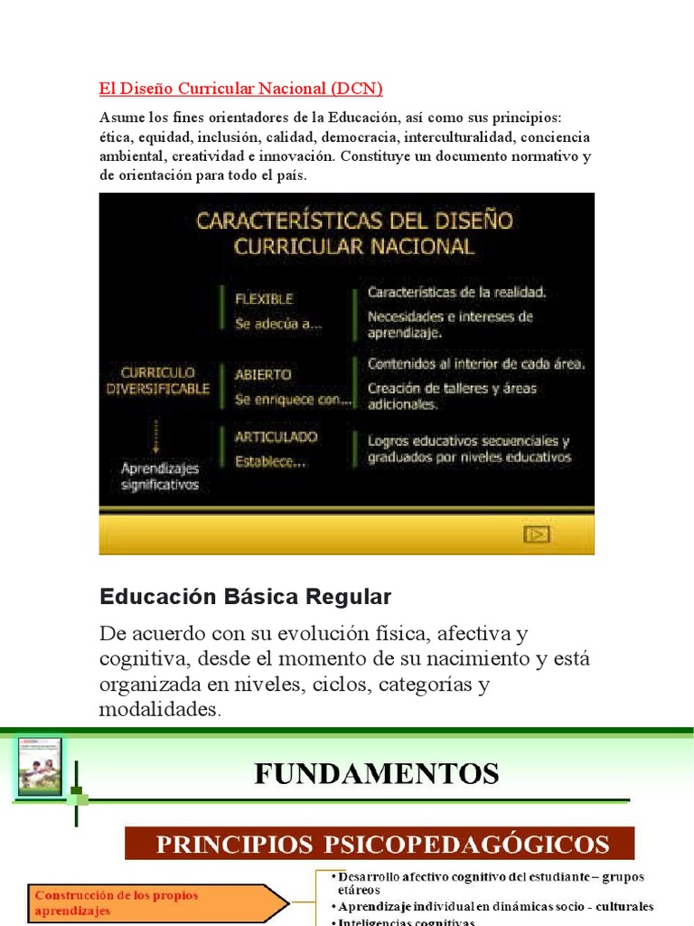 DCN orienta Educación Básica Regular con temas transversales | PDF