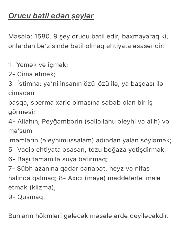 Orucu Batil Edən Şeylər | PDF