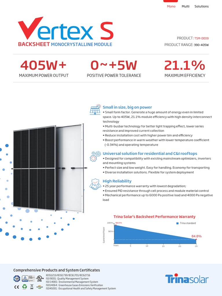 DATASHEET + INMETRO - Módulo TRINA SOLAR TSM-DE09 | PDF | Photovoltaics | Solar Panel
