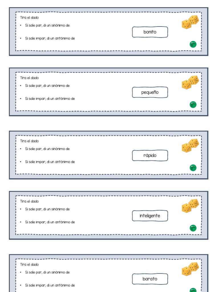 Juego Dado Sinonimos y Antonimos | PDF