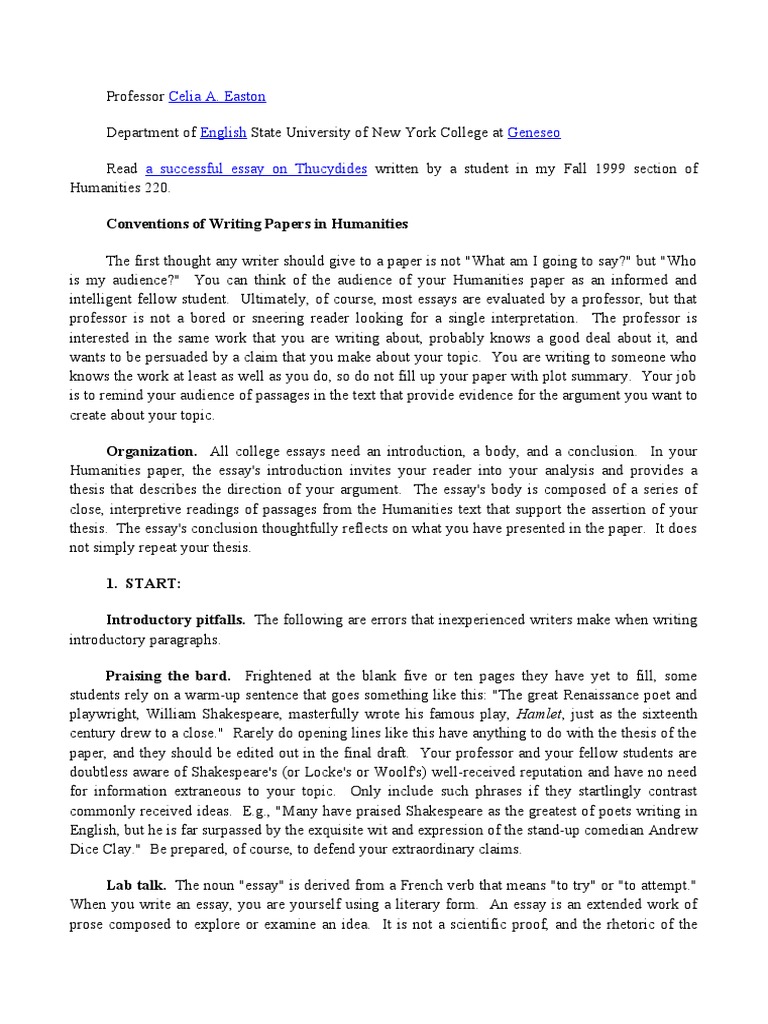 Conventions of in Humanities | PDF | Essays | Citation