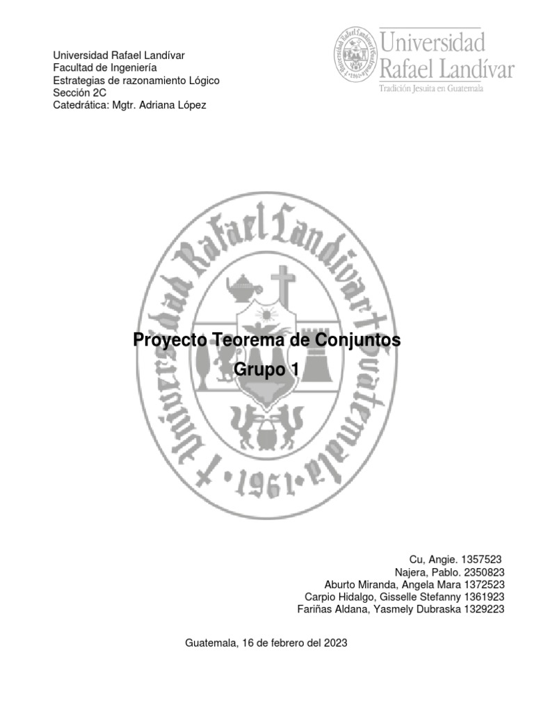 Proyecto COnjuntos - Grupo1 - Seccion 2C - Ecuesta C | PDF | Calidad ...