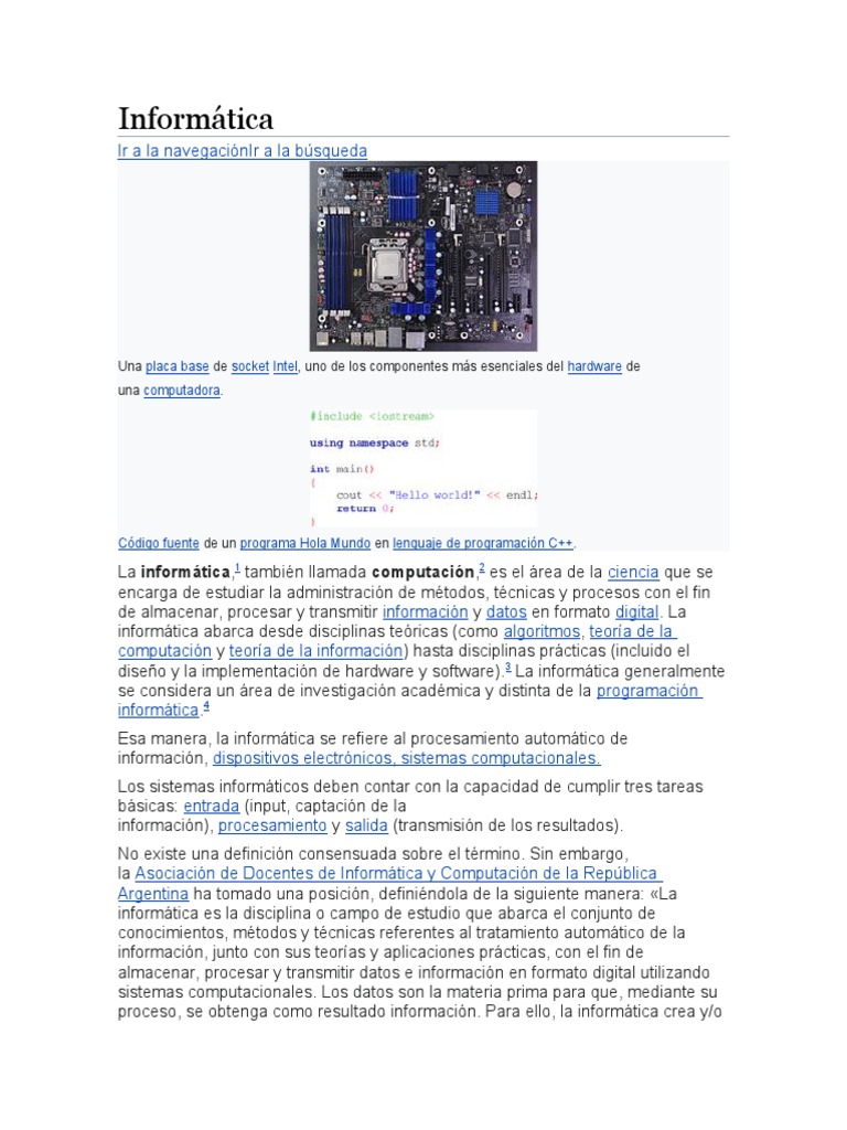 Informatica | PDF | Informática | Ingeniería Informática