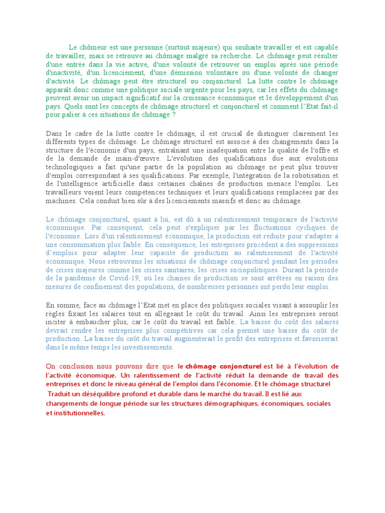 Chomage Structurel Et Conjoncturel | PDF | Chômage | Économie
