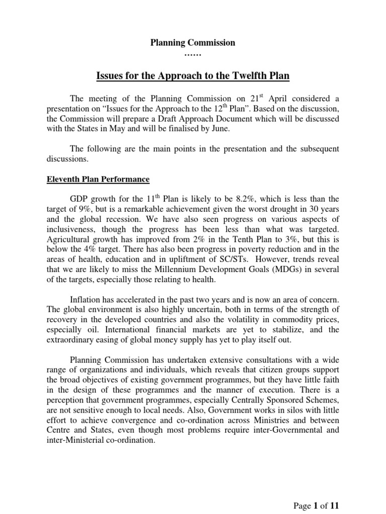 Approach Paper To XII Plan | PDF | Economic Growth | Rail Transport