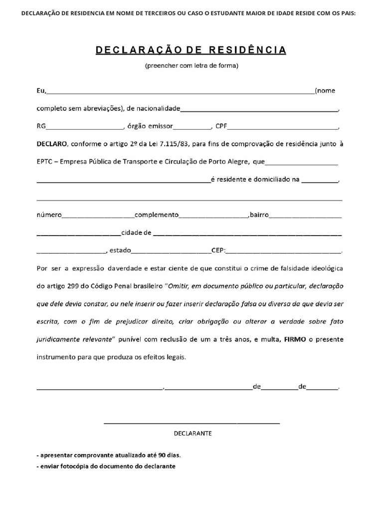Declaração de Residência | PDF