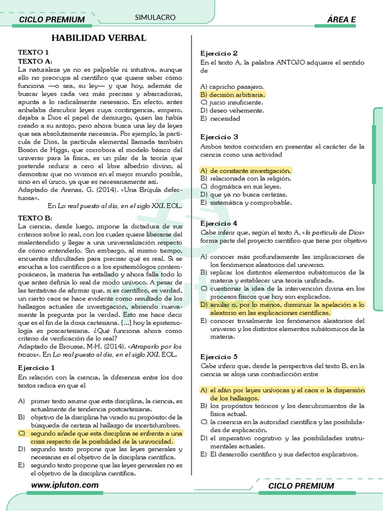 Simulacro - Área e | PDF | Ligero | Perú