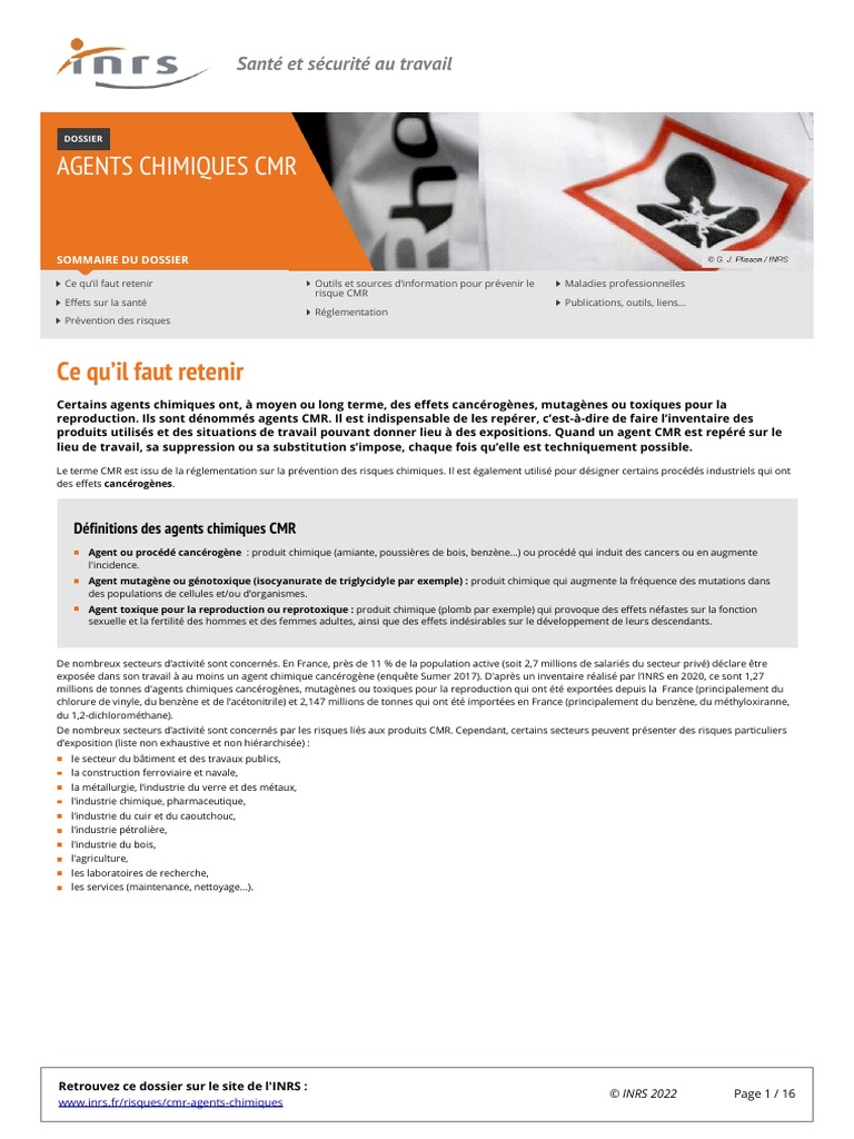 Agents Chimiques CMR | Download Free PDF | Cancer | Toxicologie