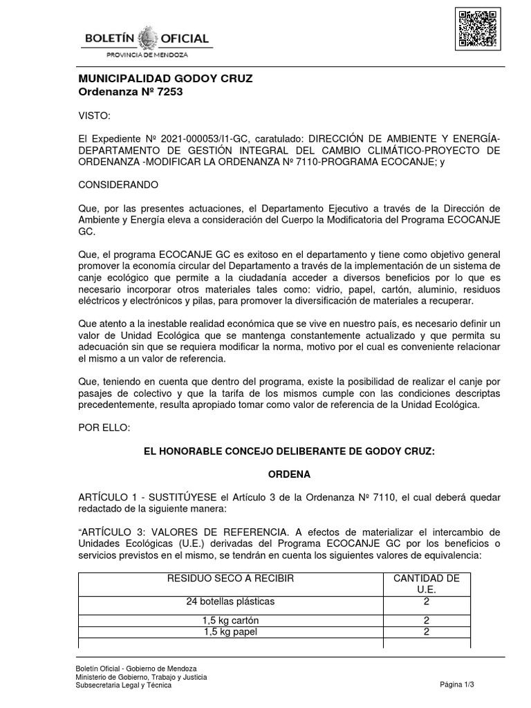 7253 - Modificación ECOCANJE | PDF | Residuos