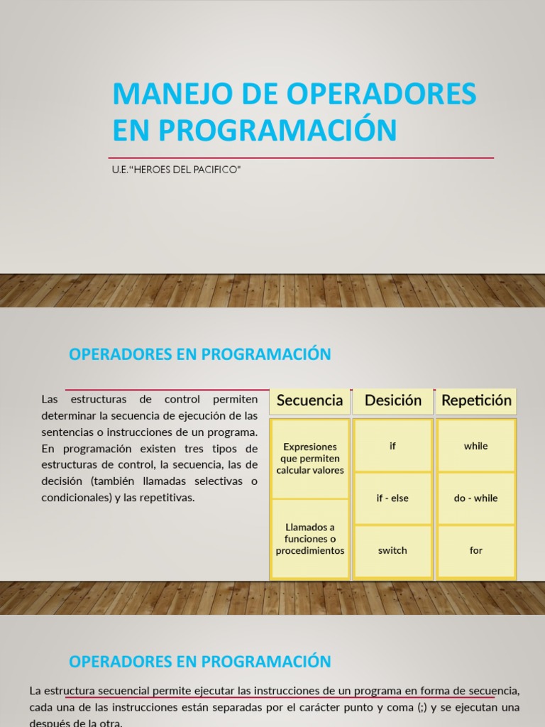 Manejo de Operadores en Programación | PDF | Flujo de control ...