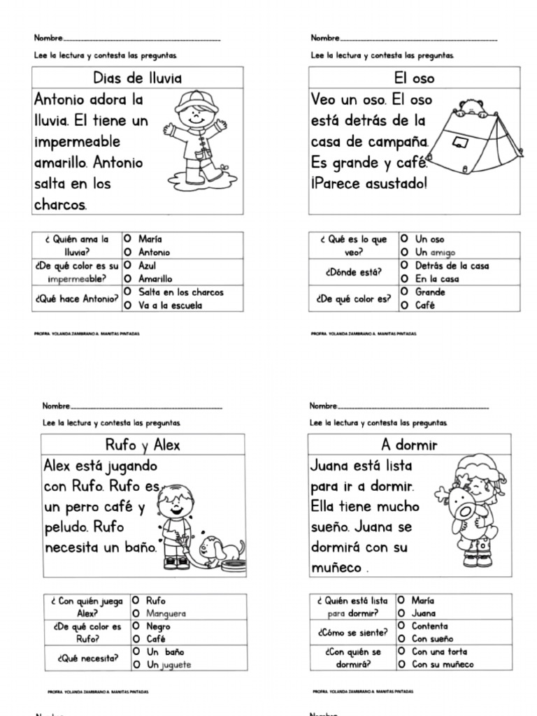 Lecturas Cortas con Preguntas para Niños | PDF