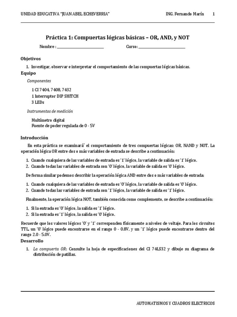 Practica de Compuertas Logicas | PDF | Puerta lógica | Lógica