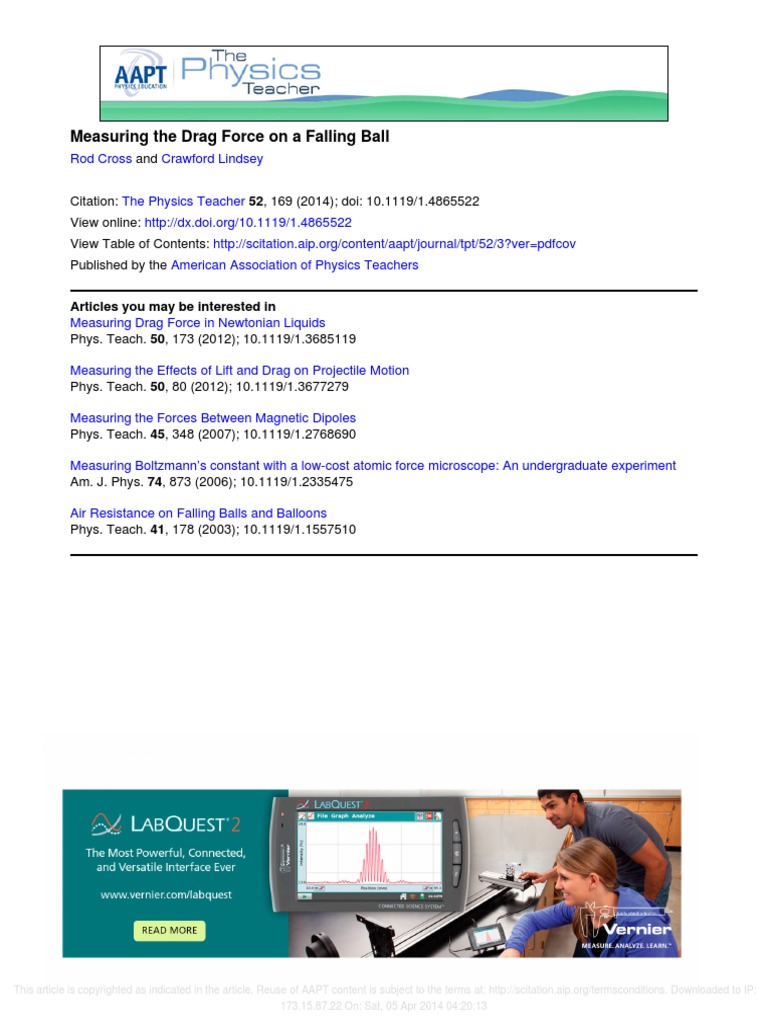 Drag Force On A Ball | Measuring the e ects of lift and drag on ...