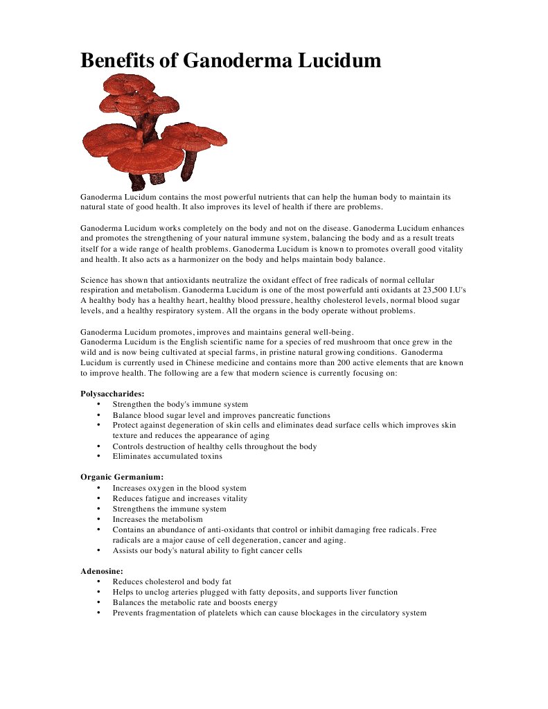 Benefits of Ganoderma | PDF