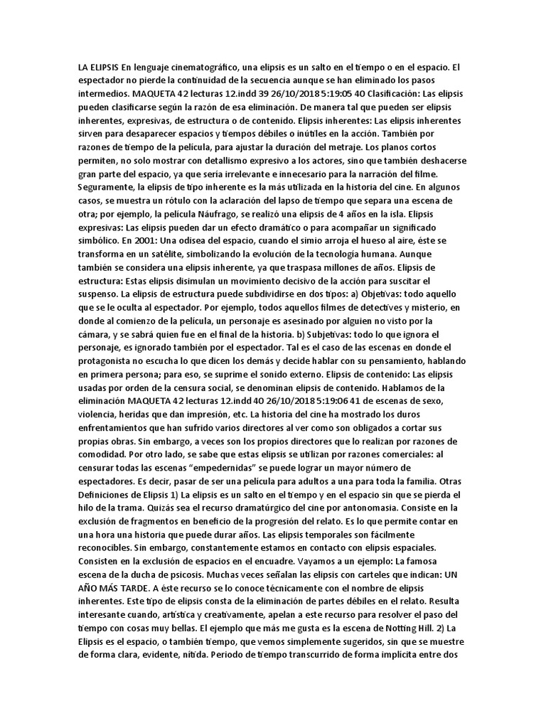 LA ELIPSIS en Lenguaje Cinematográfico | PDF