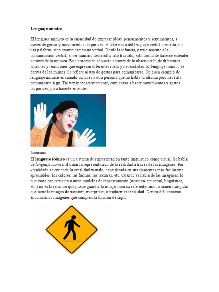 Lenguaje Mímico | PDF | Comunicación | Imagen