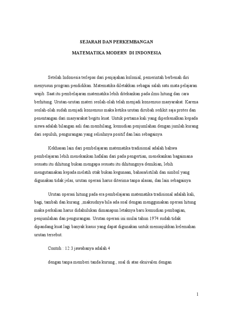 Matematika Modern di Indonesia | PDF