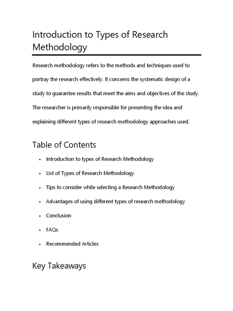 Introduction To Types of Research Methodology | PDF | Methodology | Qualitative Research
