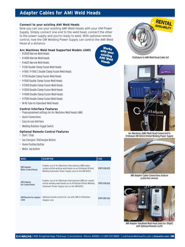 AMI Weld Head Adapter Cables Guide | PDF | Welding | Construction