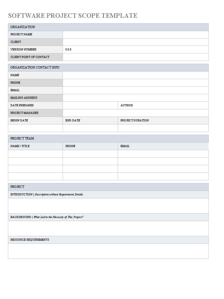 Software Project Scope Template | PDF | Information | Reliability ...