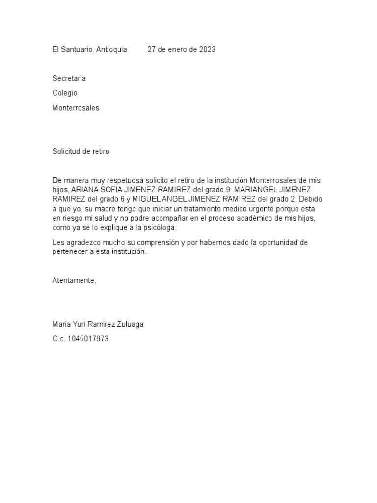 Solicitud de Retiro | PDF