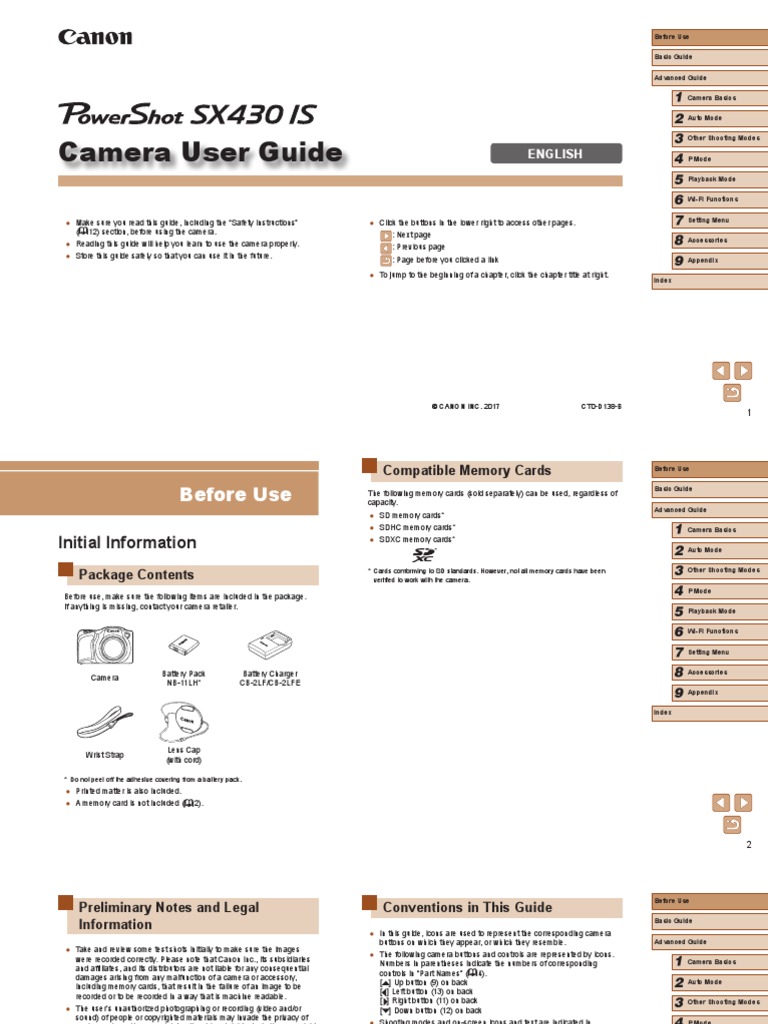 Canon PowerShot SX430 IS - User Guide | PDF | Camera | Autofocus