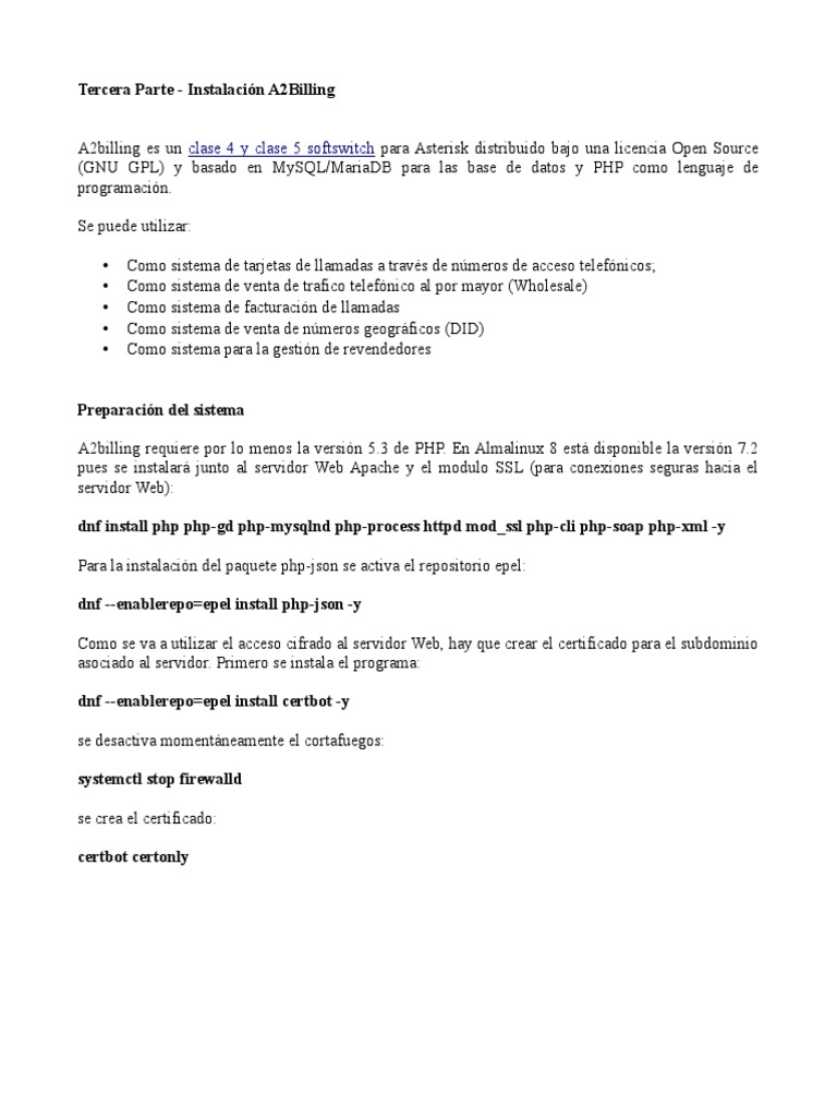 Instalación de A2Billing | PDF | Php | Cortafuegos (informática)