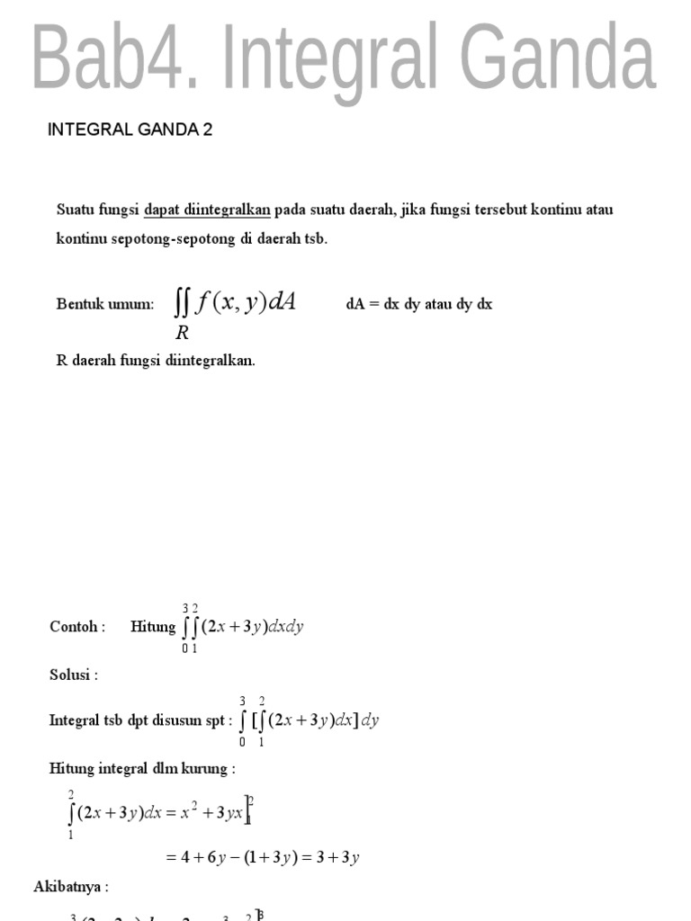 Bab4 Integral Dalam Ruang Dimensi N | PDF