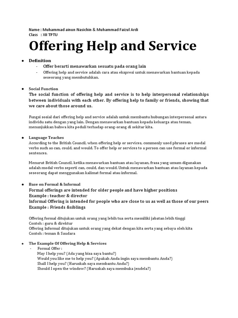 Tugas Bing Offering Help and Service | PDF