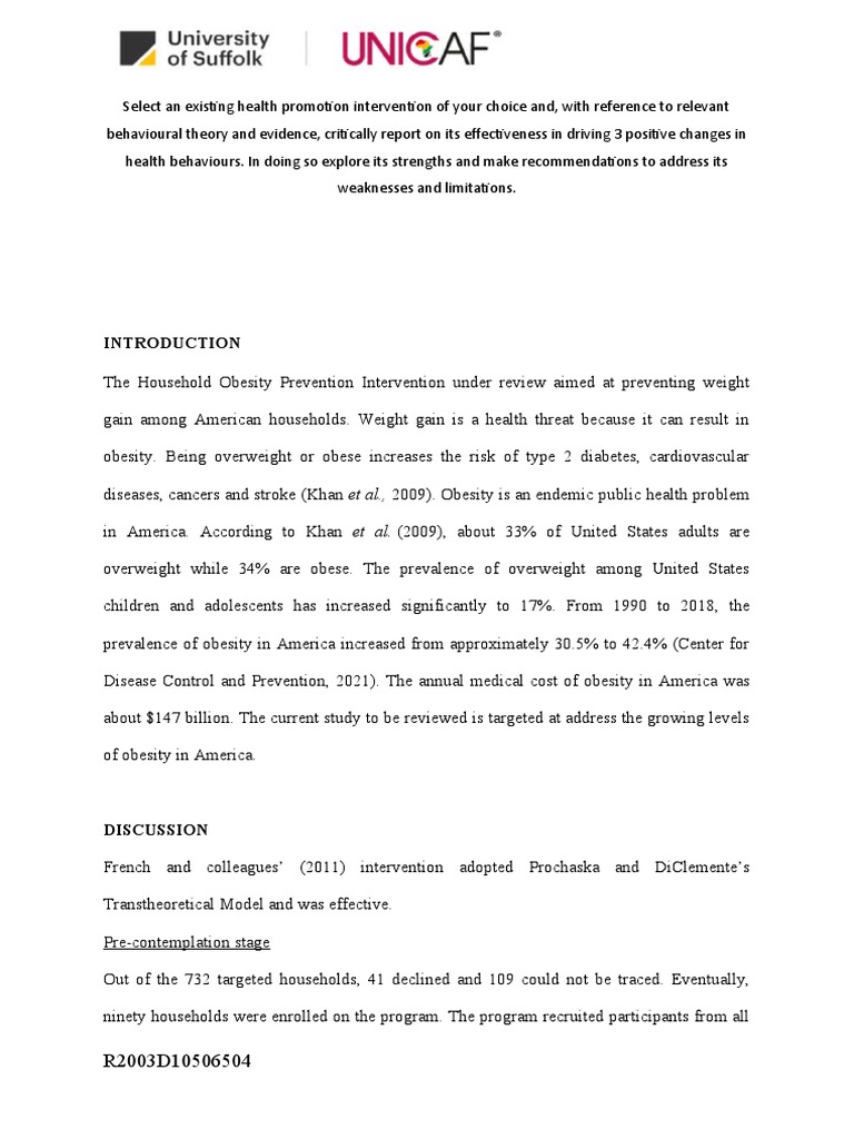 Designing Health Promotion Program | PDF | Obesity | Weight Loss