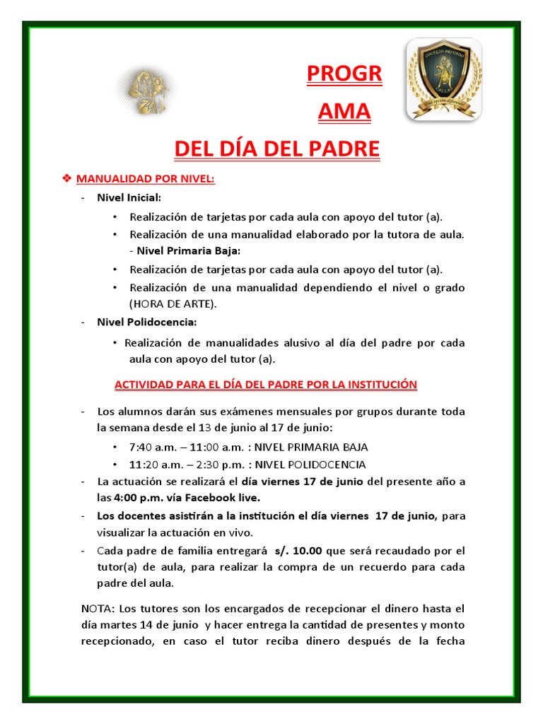 Programa Del Día Del Padre Pdf