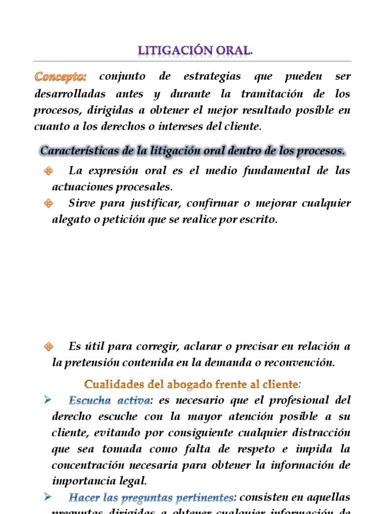 Qué es la Litigación Oral | PDF | Ley procesal | Demanda judicial